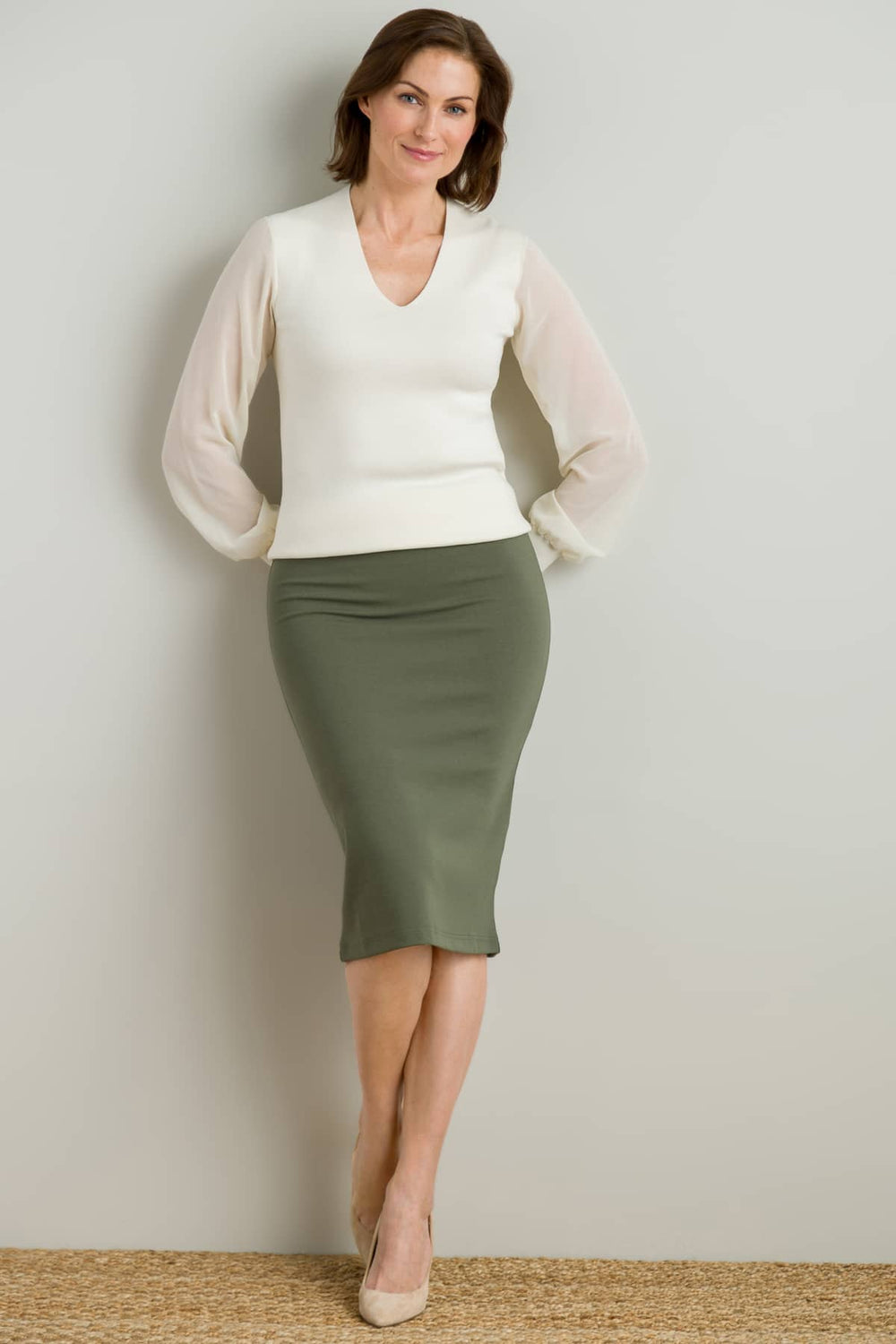 Work Skirts | Ponte Knit Midi Pencil Skirts | Fishers Finery